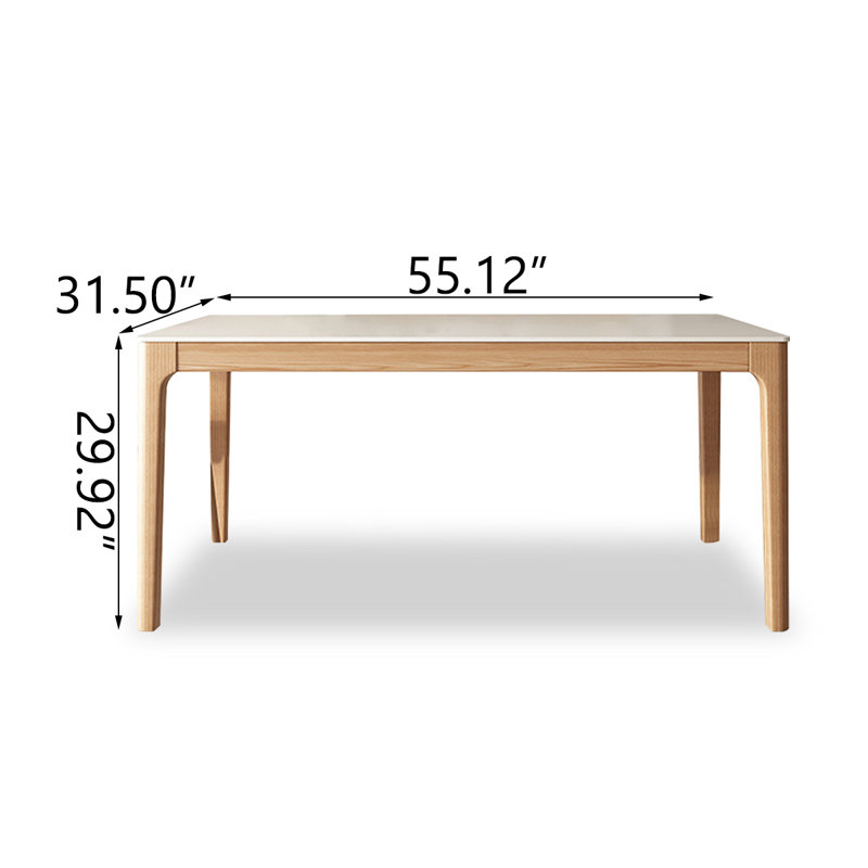 Corrigan Studio® 4 - Person White Stone+Solid Wood Rectangular Dining Table Set | Wayfair
